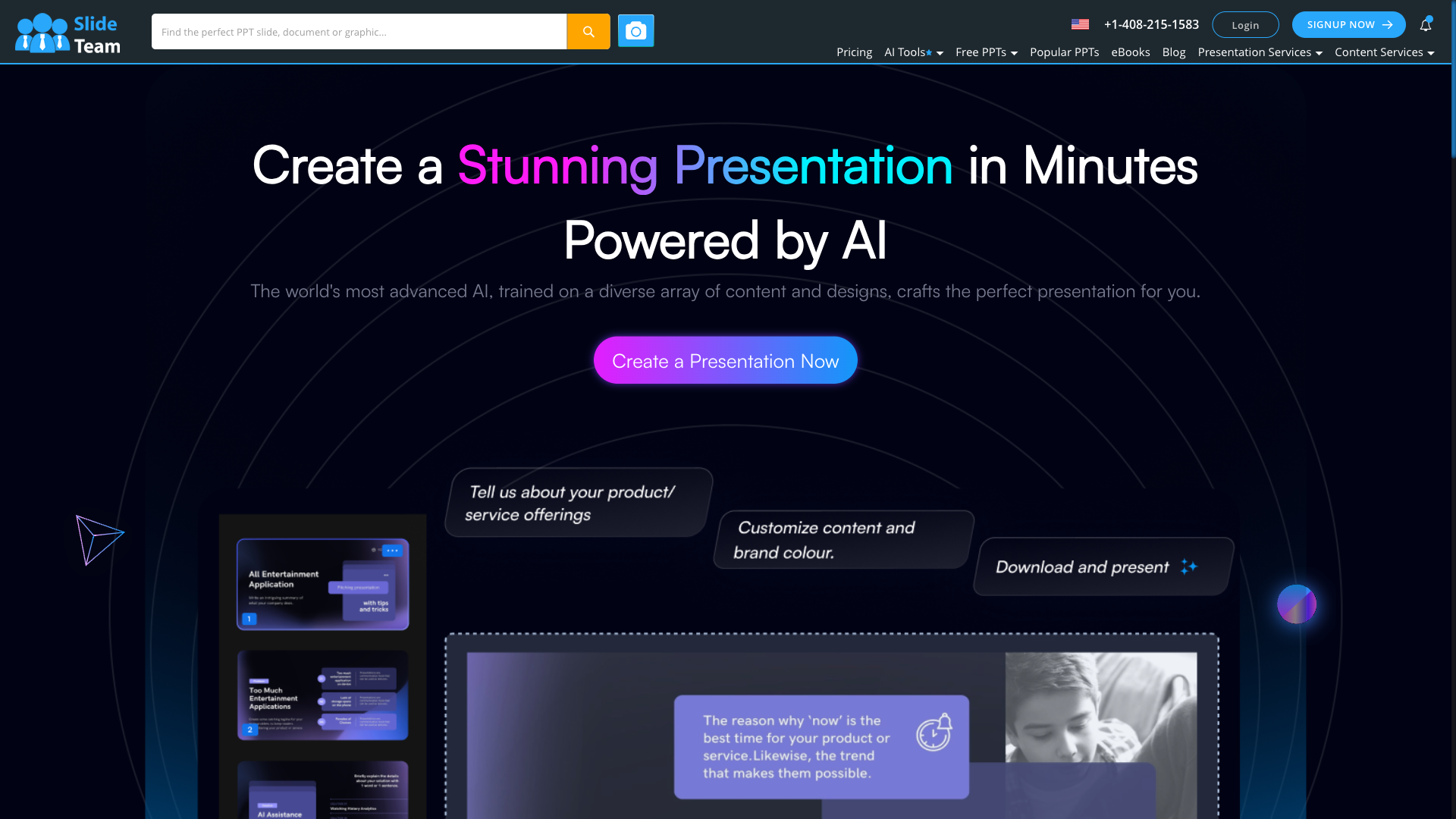 SlideTeam AI Presentation Generator- Modern presentation creation ...